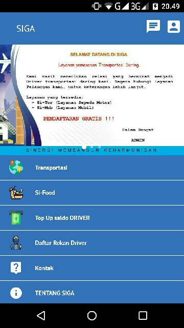 SIGA - Aplikasi transportasi online