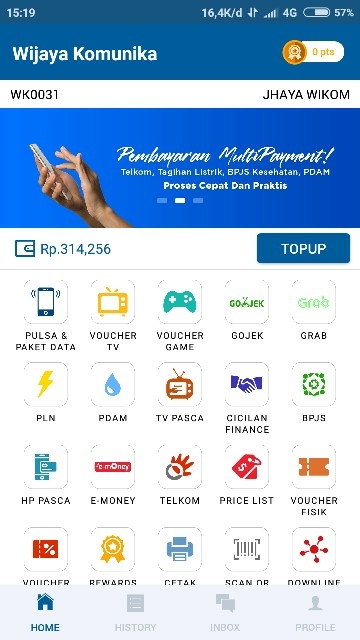 Screenshot 1 Aplikasi Wijaya Komunika Payment