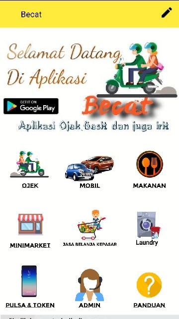 Becat - Ini adalah aplikasi ojek online batut gubuk