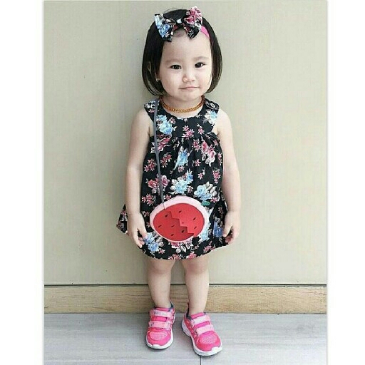 Rasya Dress Flowers Black | Amabelle Store