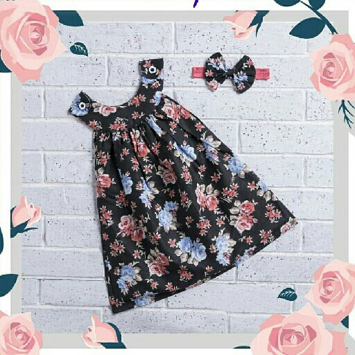 Rasya Dress Flowers Black | Amabelle Store