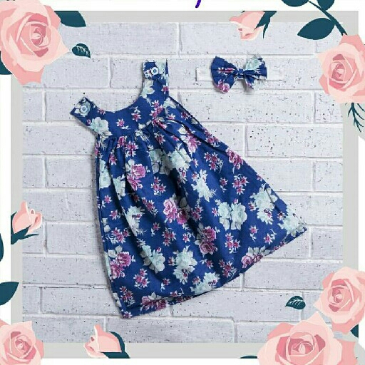 Rasya Dress Flowers Blue | Amabelle Store