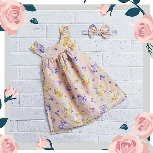 Rasya Dress Flowers Peach | Amabelle Store