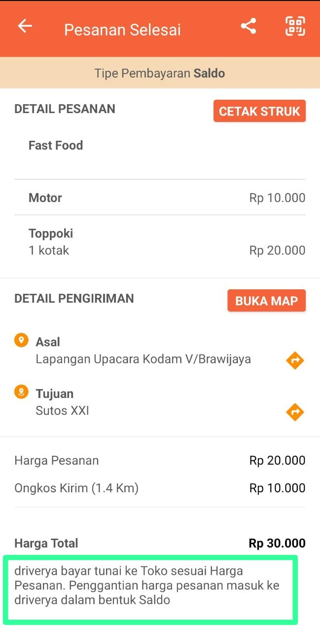 Gambar12. Detail pesanan yang tampil di dalam akun pemilik aplikasi ...