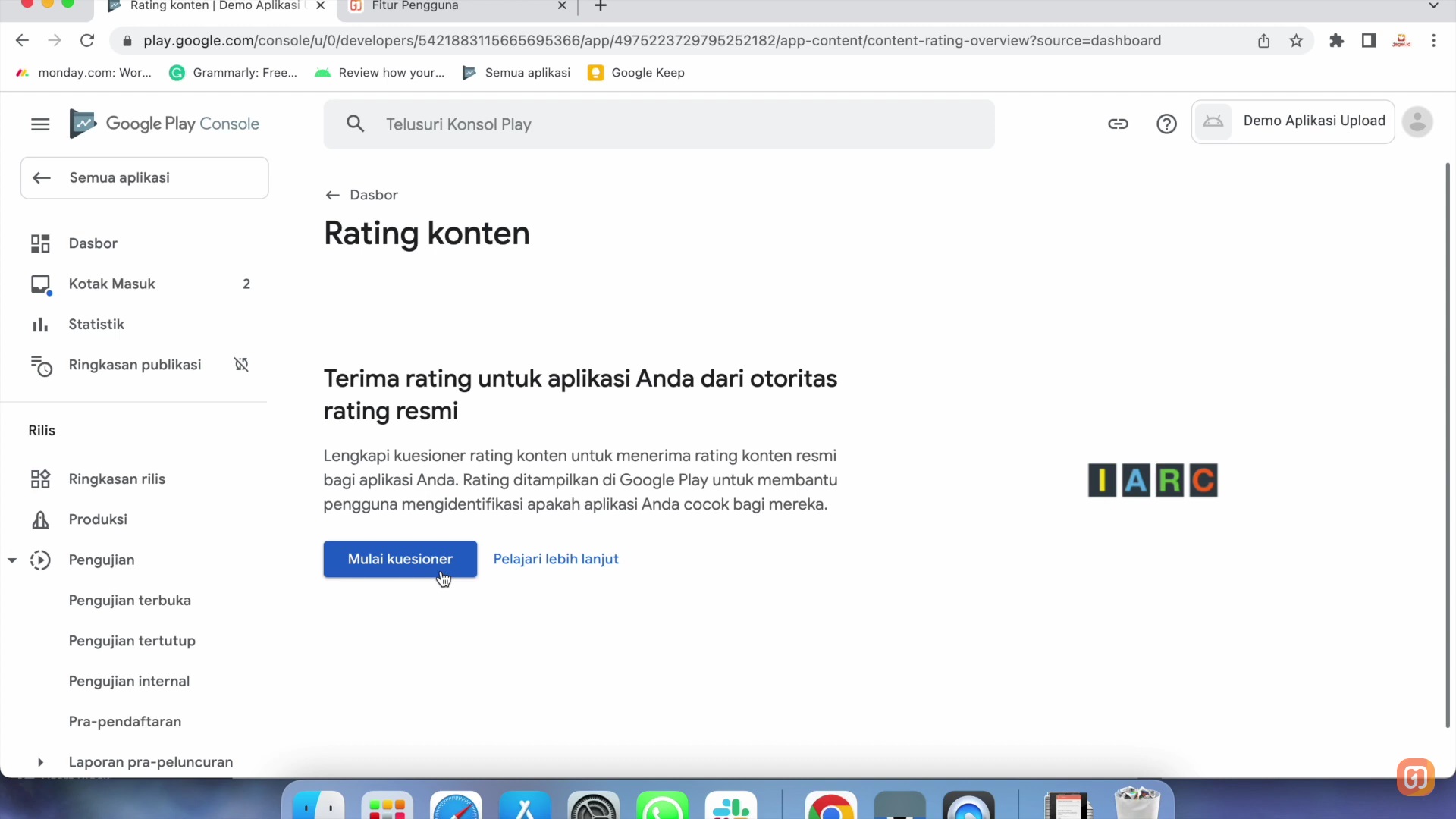 cara upload apk ke google play store rating konten bagian 2