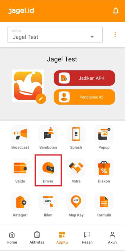 1. Masuk ke menu App ku, tap fitur Driver