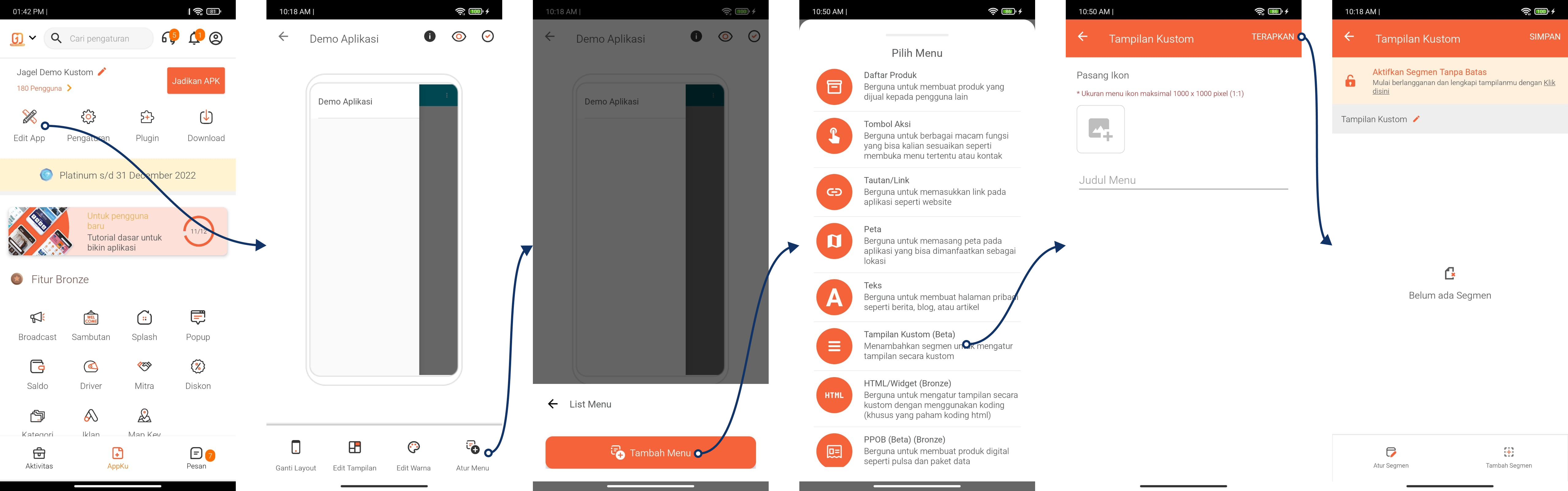 Segmen pada Menu Tampilan Kustom