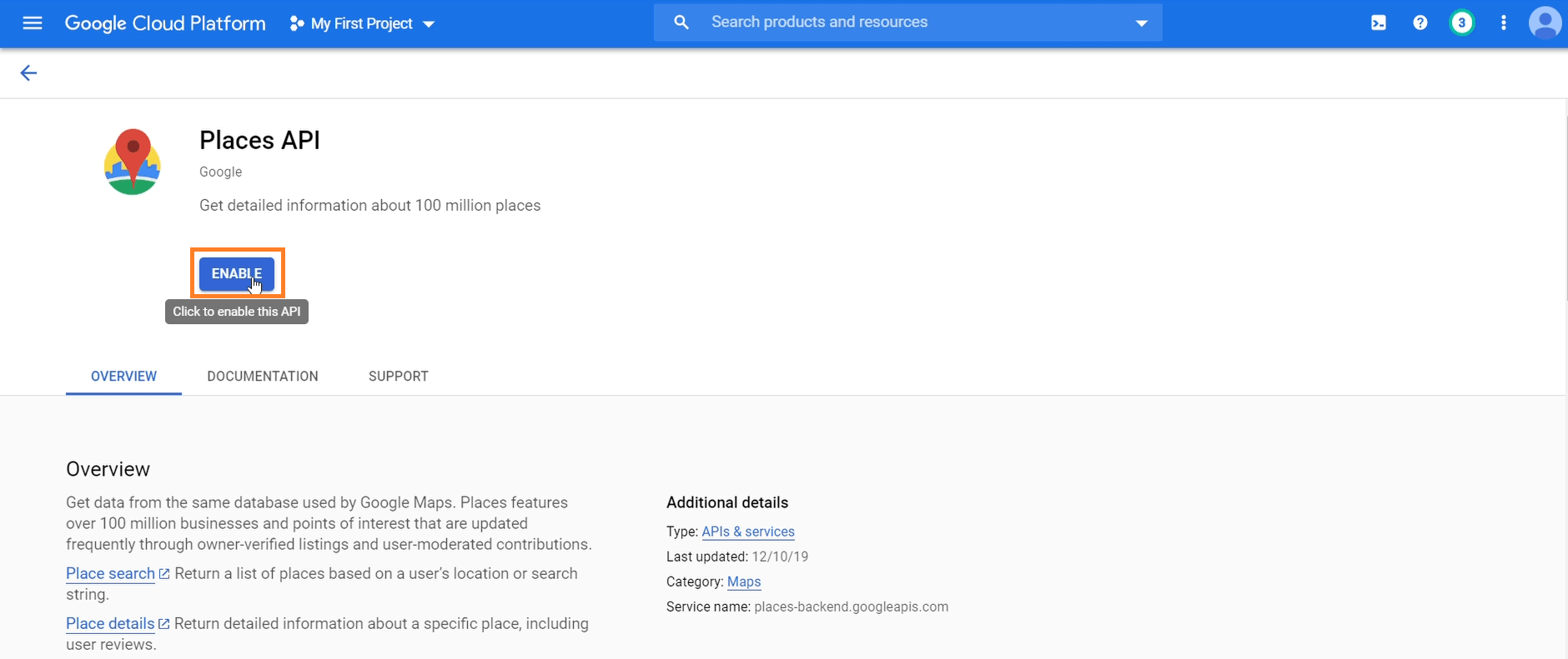 cara mengaktifkan fitur places API bagian 2
