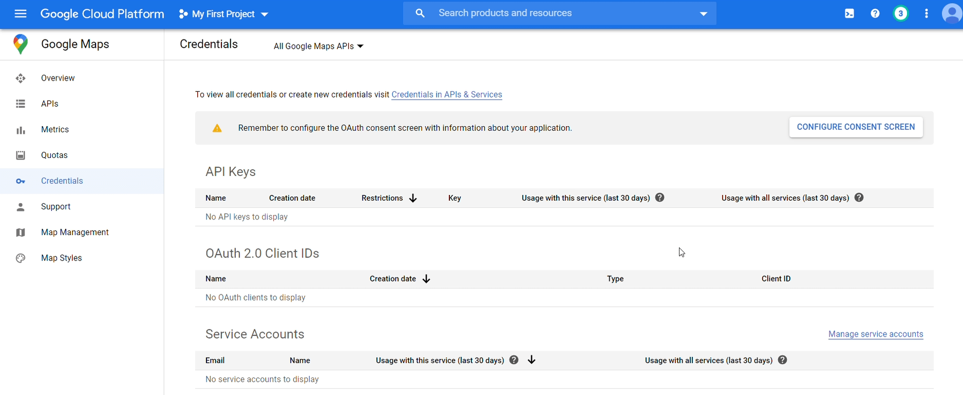 google maps API credentials batasan bagian 2